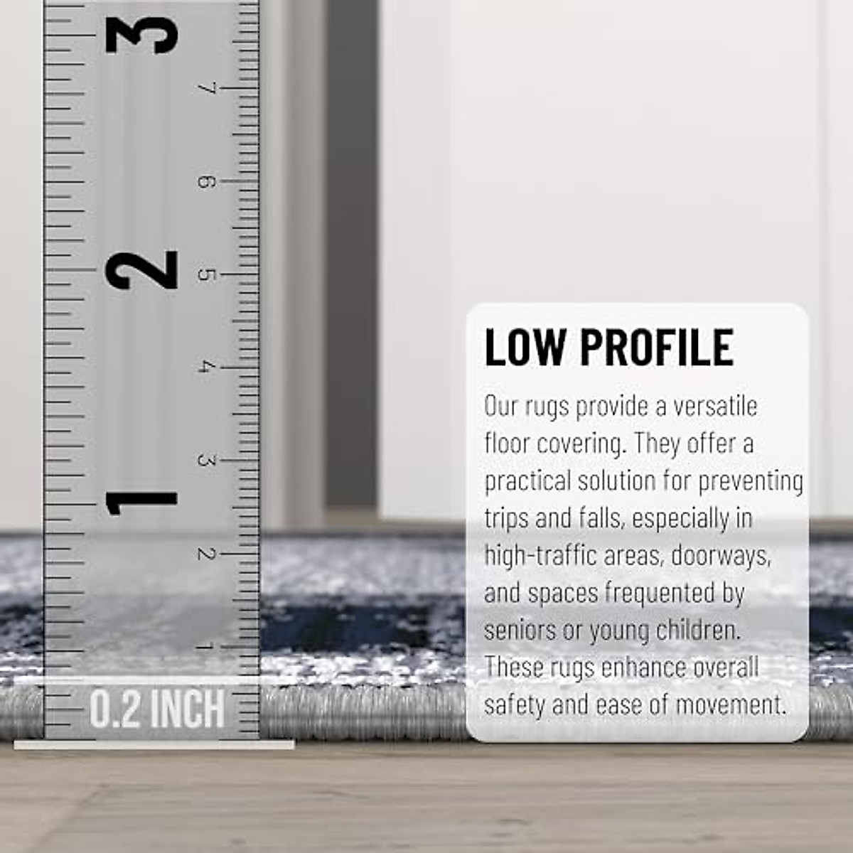 Ottomanson Ottohome Non-Slip Rubberback Bordered Design 2x3 Indoor Area Rug/Entryway Mat, 2'3" x 3', Gray/Navy