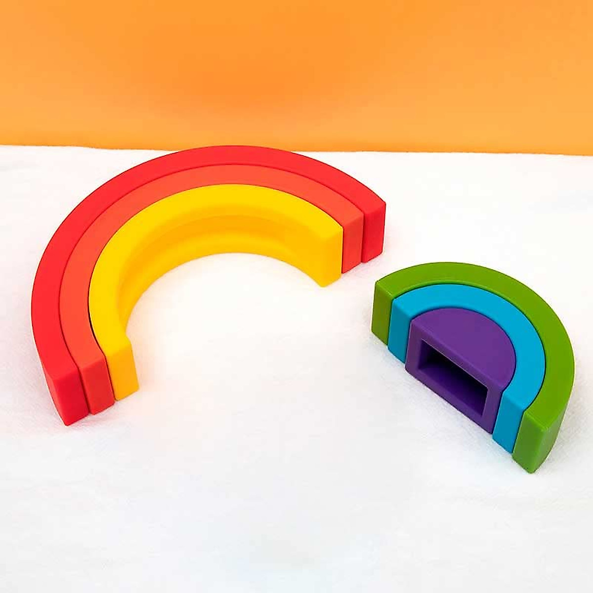 Rainbow Stacking Toy | Montessori Toy for Babies | Silicone Stacker | Sensory Toy | Building Puzzle Toy | Rainbow Stacker | Rainbow Toy | Pride Rainbow | Rainbow Puzzle - 6 Layers (Rainbow Colors)