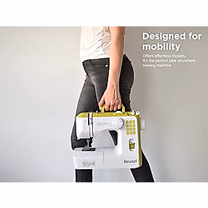Bruxel Linda Portable Sewing Machine | Easy-To-Use Beginners Sewing Machine with 12-Stitches |Foot Pedal Included | Sewing Machine Accessories Green