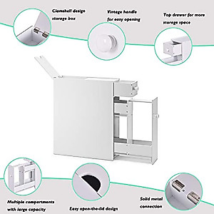 Tangkula Slim Bathroom Cabinet, Free Standing Storage Cabinet with Slide Out Drawers, Narrow Floor Bathroom Organizer Next to Toilet, Bathroom Toilet Paper Holder, 19 x 6.5 x 23 Inches (White)