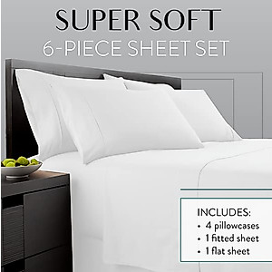 Danjor Linens Soft Bedding & Pillowcases Bed Linen Set with Deep Pockets, Queen, White