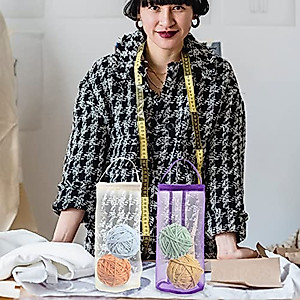 EXCEART 2Pcs Yarn Storage Case Empty Small Round Mesh Storage Bag Portable Knitting Yarn Balls Organizer Basket Crochet Thread Sewing Accessories Storage Tote