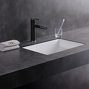 MEJE #202H -18 Inch Vessel Sink Rectangle Undermount Bathroom Sink Lavatory Vanity Ceramic, White