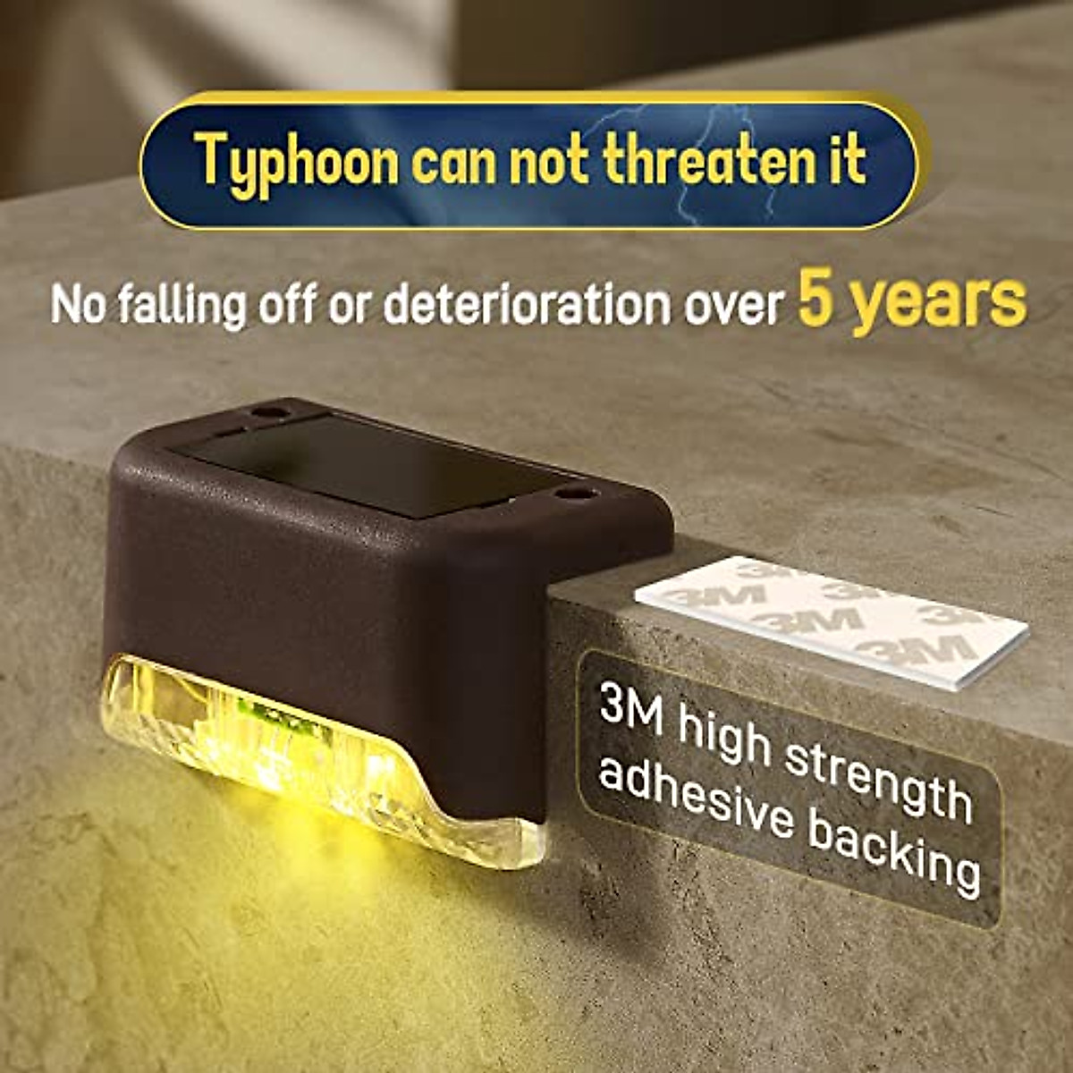 CHOWERFLY Solar Deck Lights 4 Pack Outdoor Waterproof Led Patio Fence Step Stairs Decorate Illumination Garden Dackyard Landscape Terrace Armrest (Warm White)