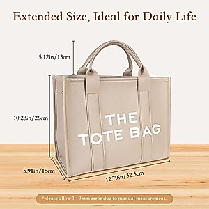 LMKIDS The Tote Bag for Women,PU Leather Tote Bag, Travel Tote Bag, Women Shoulder Bag, Crossbody Bag, Women Handbag (Beige)