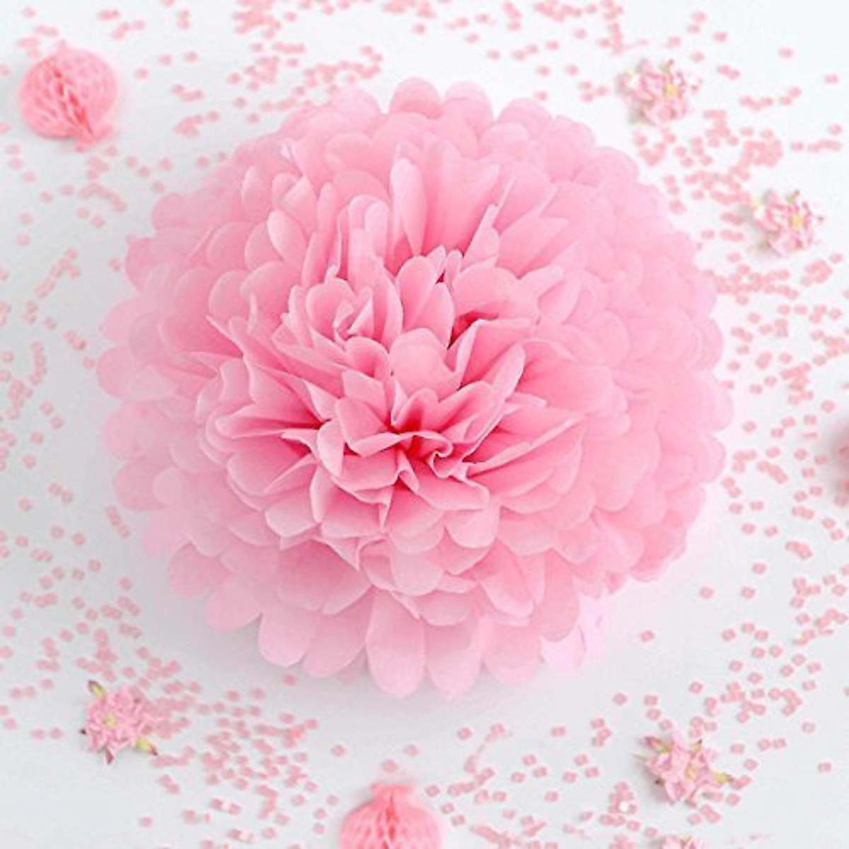 HappyField 12PCS 10” 12” Baby Pink Blue White Tissue Paper Pom Poms Flower Gender Reveal Party Supplies Gender Reveal Party Decorations Boy or Girl Baby Shower Decorations Pink and Blue Decorations