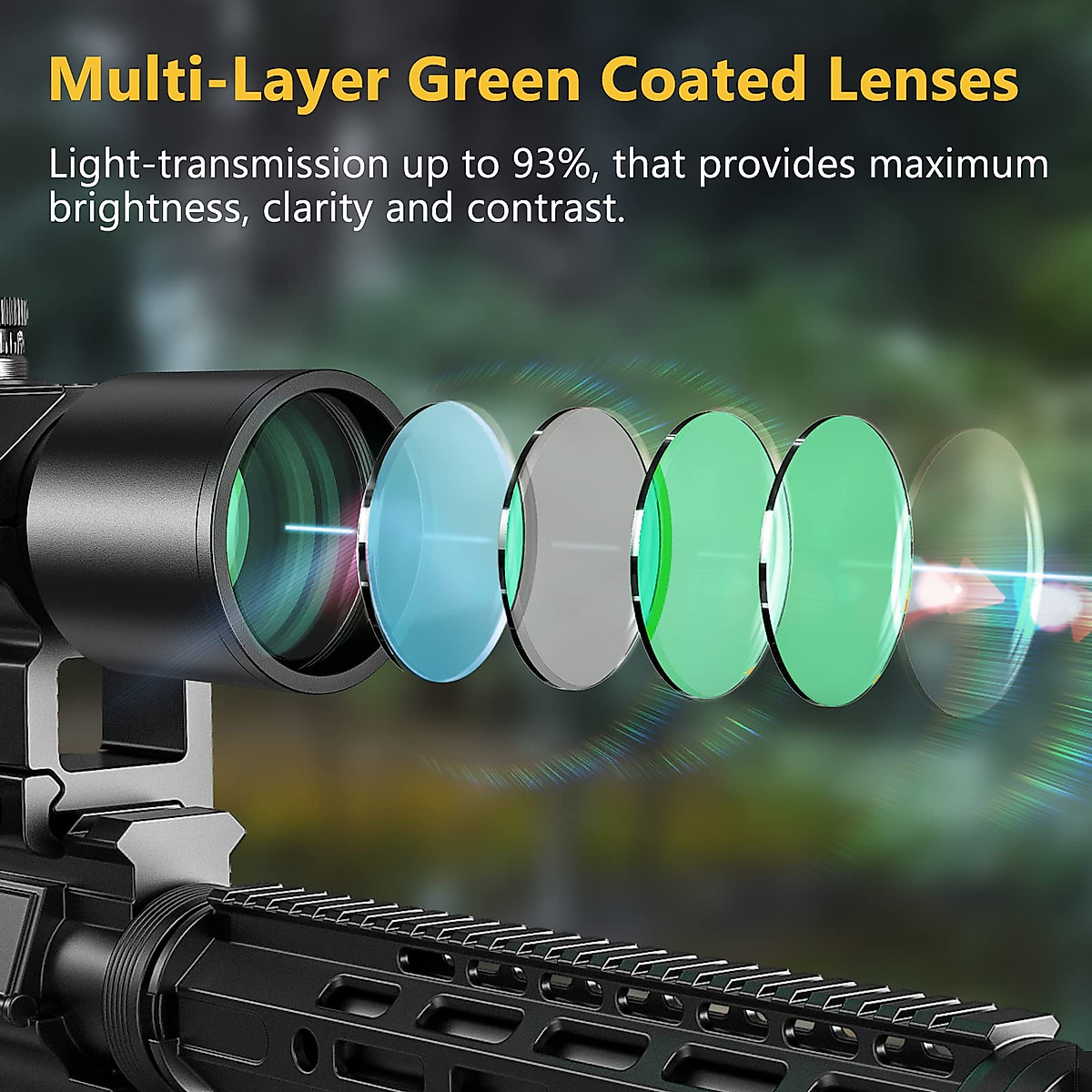 CVLIFE 1.5-5x32 Crossbow Scope, 20-100 Yards Ballistic Reticle, 300-450 FPS Red Green Illuminated Optic Crossbow Scope for Hunting