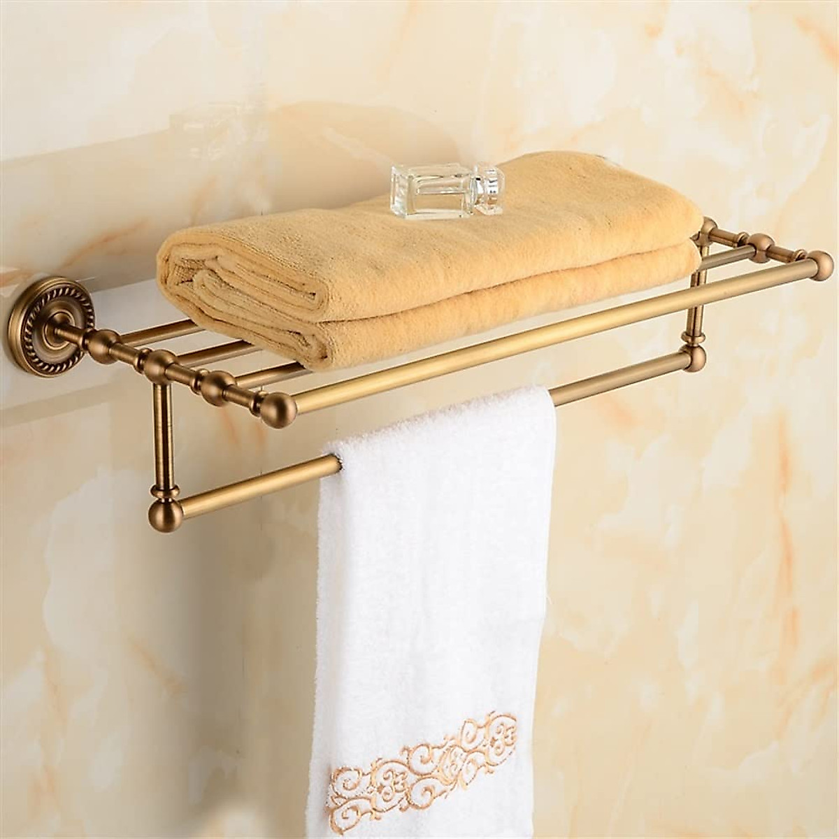 Towel Rack Antique Towel Rack Hanger, Copper Towel Rack, Bathroom Toilet Perforated Towel Rail, Bronze Towel Holder Towel Shelf