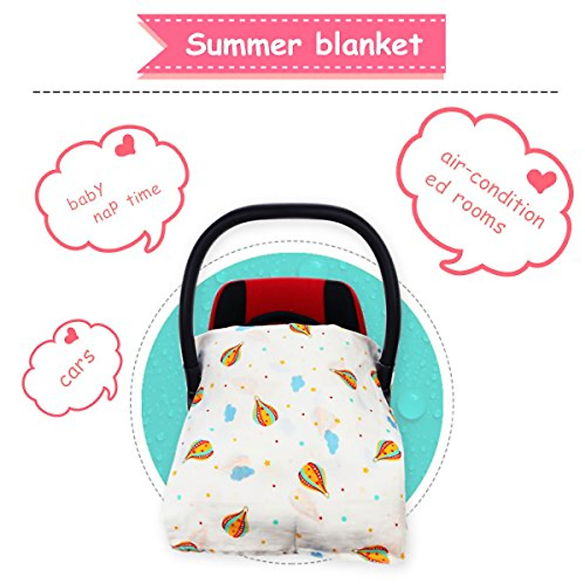 Hi Sprout Breathable Cotton Muslin Canopy Car Seat Cover for Girls and Boys (Little Monkey）