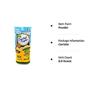 Crystal Light Decaf Iced Tea Drink Mix, Natural Lemon Flavor (12-Quart), 1.5-Ounce Packages (Pack of 4)