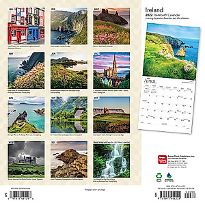 Ireland 2022 12 x 12 Inch Monthly Square Wall Calendar with Foil Stamped Cover, Scenic Travel Dublin Irish
