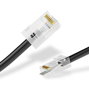 iwillink 100-Pack RJ45 Cat6 Pass-Through Connectors, Gold-Plated Ethernet Crimp Plugs for Solid and Stranded Wire, UTP Network Cable Termination