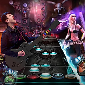 NBCP PC Guitar Hero Controller, Wireless PS3 Guitar Hero with Dongle for PC,Playstation 3 Guitar Hero Rock Band Would Tour Clone Hero Games - Black