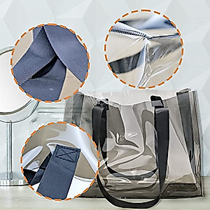 inheming Fashion Black Clear Tote Bag for Women Christmas Gift, Big Capacity Beach Handbag, Transparent Shoulder Bag Concert Stadium Approval
