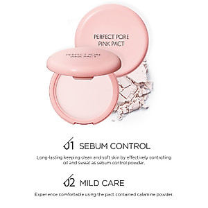 THESAEM Saemmul Perfect Pore Pink Pact - Makeup Finishing Pressed Powder for Sebum Control and Pore Minimization, Soothes Sensitive Skin with Calamine, Setting Powder, Clumps Free 12g