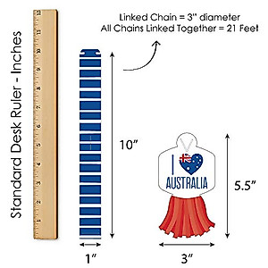 Big Dot of Happiness Australia Day - 90 Chain Links and 30 Paper Tassels Decoration Kit - G’Day Mate Aussie Party Paper Chains Garland - 21 feet