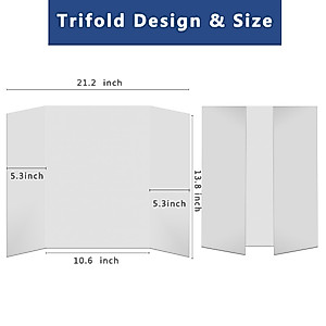 Rsgift 4 Pcs Small Tri-fold Poster Boards with Double Sided Tapes and Cardboard,21.2x13.8 inches,Corrugated Presentation Boards, Display Boards for School Project,Exhibitions,Business Presentation