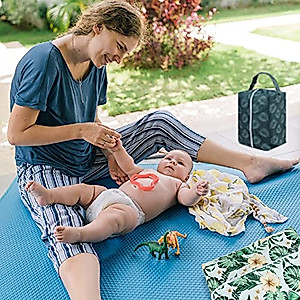 Pedobi 2 Packs Reusable Cloth Diaper Wet Dry Bags - Large Hanging Wet Bags with Buttons for Stroller - Waterproof Pod Cloth Diaper Bag - Washable Wet Bag for Diapers, Travel, Pool (Flower)