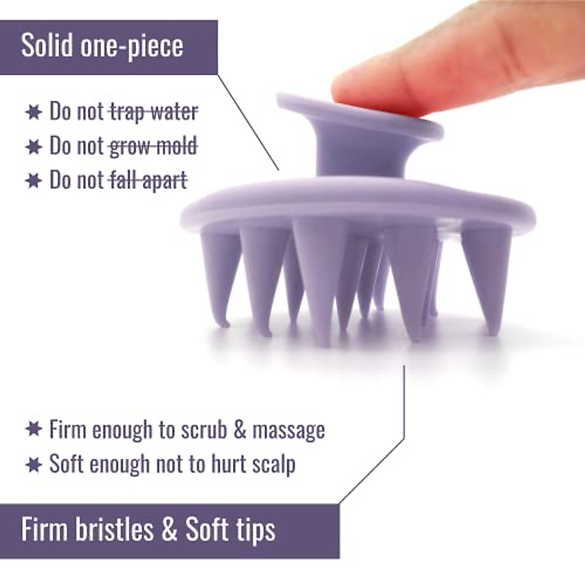 WAKISAKI (2-Pack) Hair Scalp Massager for Hair Growth, Mold-Free Silicone Scalp Massager Shampoo Brush, Scalp Scrubber Exfoliator for Dandruff Itchy Flaky Scalp, Works for Wet and Dry Hair, (Purple)