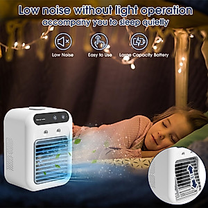 Portable Air Conditioners, 25W Rechargeable Mini Portable AC Unit 2 Cool Air Spray, Personal Cooling Fan with 2 Speeds, Small Room Air Conditioners for Bedroom, Office, Outdoor