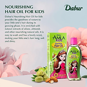 Dabur Amla Hair Oil - Natural Formula for Kids' Long, Strong, and Healthy Hair - Enriched with Olive and Almond - 200 ML Pack of 1