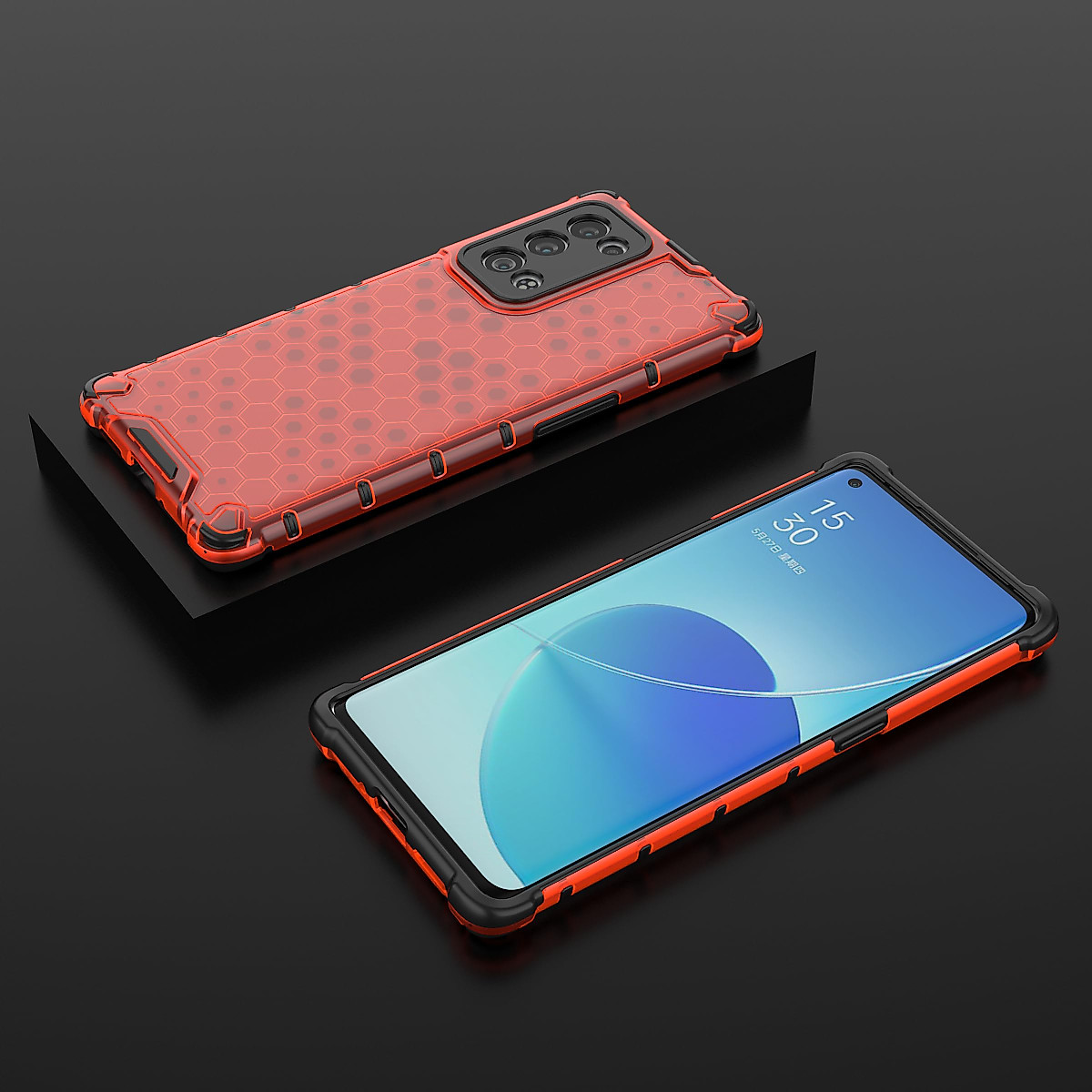 Pzwoxukhov Compatible with Oppo Reno 6 Pro+ 5G Case Cover,Compatible with Oppo Reno 6 Pro+ 5G Honeycomb Anti-Drop Shock-Absorbing Case Red