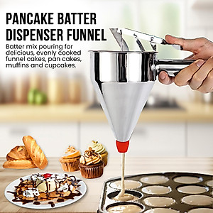FEXUL Stainless Steel Pancake Batter Dispenser with Squeeze Handle - Versatile Funnel Cake, Cupcake, and Sel Roti Maker - Candle Wax Pourer - Durable, Leak-Free and Easy to Clean - 600ML