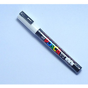 Uni Posca Paint Marker PC-3M White, 2 pens per Pack (Japan Import) [Komainu-Dou Original Package]