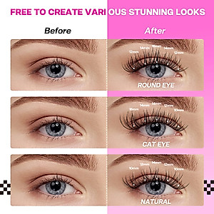 CALAILIS Lash Clusters DIY Lash Extensions 96Pcs D Curl Cluster Lashes Natural Look Eyelash Clusters Reusable Wispy Individual Lashes Super Thin Band and Soft (HD17, D-10-16MIX)