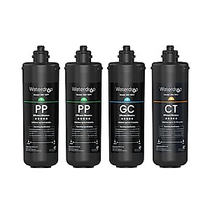 Waterdrop TSA 3-Stage Replacement Water Filter, 𝟏 𝐘𝐞𝐚𝐫 𝐂𝐨𝐦𝐩𝐨 𝐏𝐚𝐜𝐤, Replacement for Waterdrop TSA & TSB 3-stage Under Sink Water Filtration System, 2PP+GC+CT