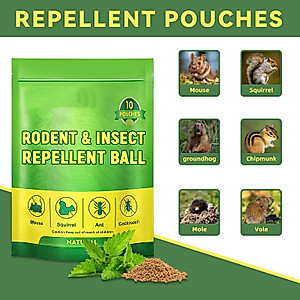 Mouse and Squirrel 10 Pack, Repellent Pouches, Rats Repellent, Mice Repellent with Peppermint Oil, Pest Control Pouches for Repel Rats, Squirrels, Moths & Other Rodents