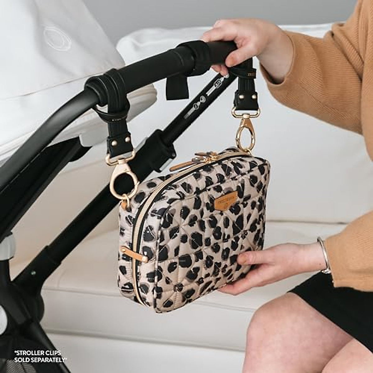 TWELVElittle Diaper Clutch 3.0 - Crossbody Diaperbag with Changing Pad, Detachable Pouch and Wipes Case. Machine Washable - Leopard