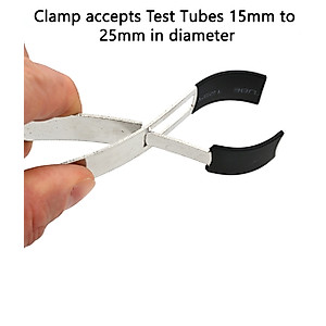 EISCO Economical Stainless Steel Spring Clip Test Tube Holder with Wooden Handle