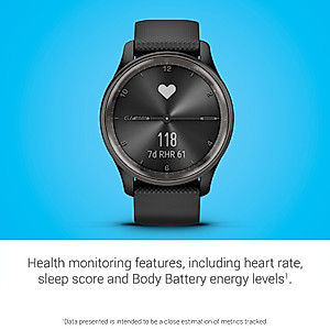Garmin vívomove Trend, Stylish Hybrid Smartwatch, Long-Lasting Battery Life, Dynamic Watch Hands and Touchscreen Display, Black