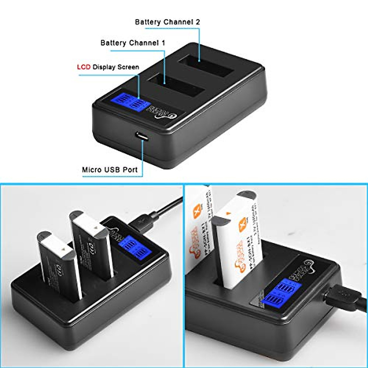 NP-BX1 NP BX1 Battery and Charger with LCD Display Replacement for Sony Cyber-Shot M8 DSC-HX80 HX90V HX95 HX99 HX350 RX1 RX1R II RX100 FDR-X3000 HDR-AS50 AS300 Camera