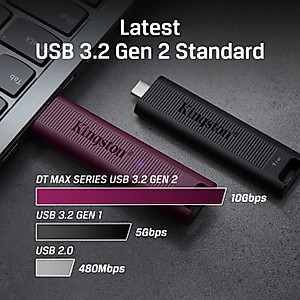 Kingston DataTraveler Max Type-A 1TB High Performance USB Flash Drive USB 3.2 Gen 2 Up to 1000 MB/s Sliding Cap Design DTMAXA/1TB