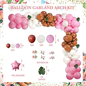 Hombae Horse Party Decorations for Girl, Horse Themed Birthday Backdrop Balloon Garland Artificial Leaves Cutout Happy Birthday Banner Tablecloth Cake Cupcake Topper Floral Horse Pink 126 PCs