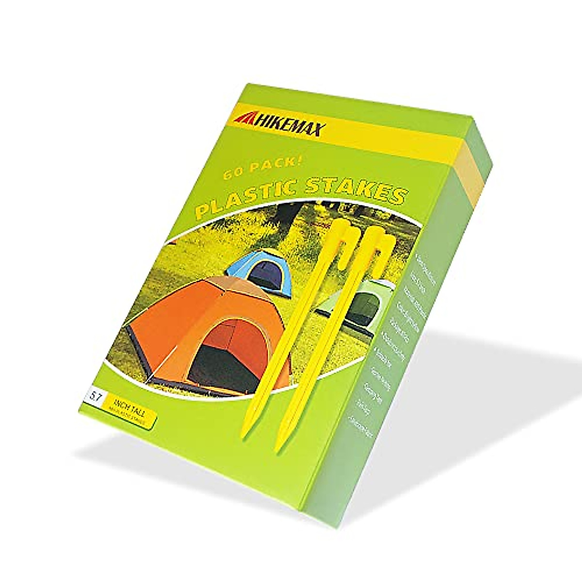 Hikemax 60 Pack Plastic Tent Pegs Garden Landscape Stakes 5.7 Inch for Anchoring Garden Netting, Camping Tents, Rain Tarps and Landscape Fabric Lawn Edging