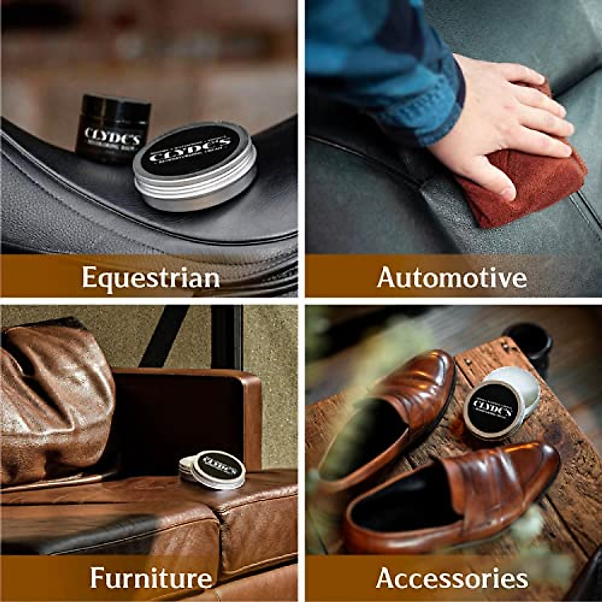 Clyde's™ Leather Conditioning Cream | All Natural, Non Toxic Formula | Restore & Repair Sofas, Car Seats, Shoes and More