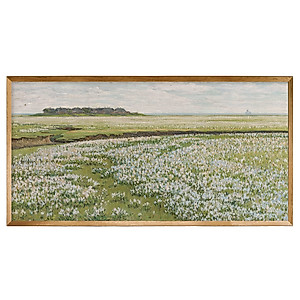 Unframed Rolled Vintage French Country Bedroom Wall Decor Above Bed - 10x20" - Long Narrow Horizontal Wall Art Over the Bed - Panoramic Landscape Pictures Signs - Antique Farmhouse Canvas Oil Painting