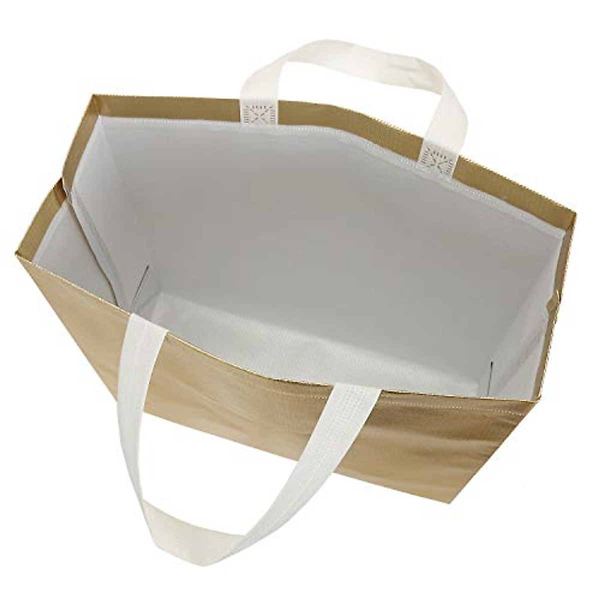 Tosnail 20 Pack Large Glossy Gold Reusable Grocery Bags Shopping Tote Bag with Handle Present Bag Gift Bag for Weddings, Birthdays, Party, Event