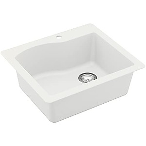 Karran Drop-In Quartz Composite 25 in. 1-Hole Single Bowl Kitchen Sink in White