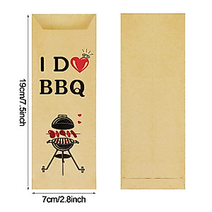 100 Pieces I Do BBQ Kraft Paper Silverware Bags Knife Forks Silverware Pouch Bags Disposable Cutlery Utensil Holder for Restaurant Kitchen BBQ Party Wedding Decorations (2.8 x 7.5 Inch)