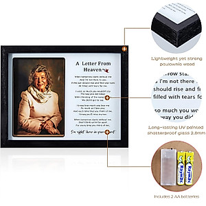 WOODEXPE Sympathy Gift LED Memorial Shadow Box Memorial Picture Frame for Loss of Loved One 4x6 Photo (A Letter from Heaven Black)