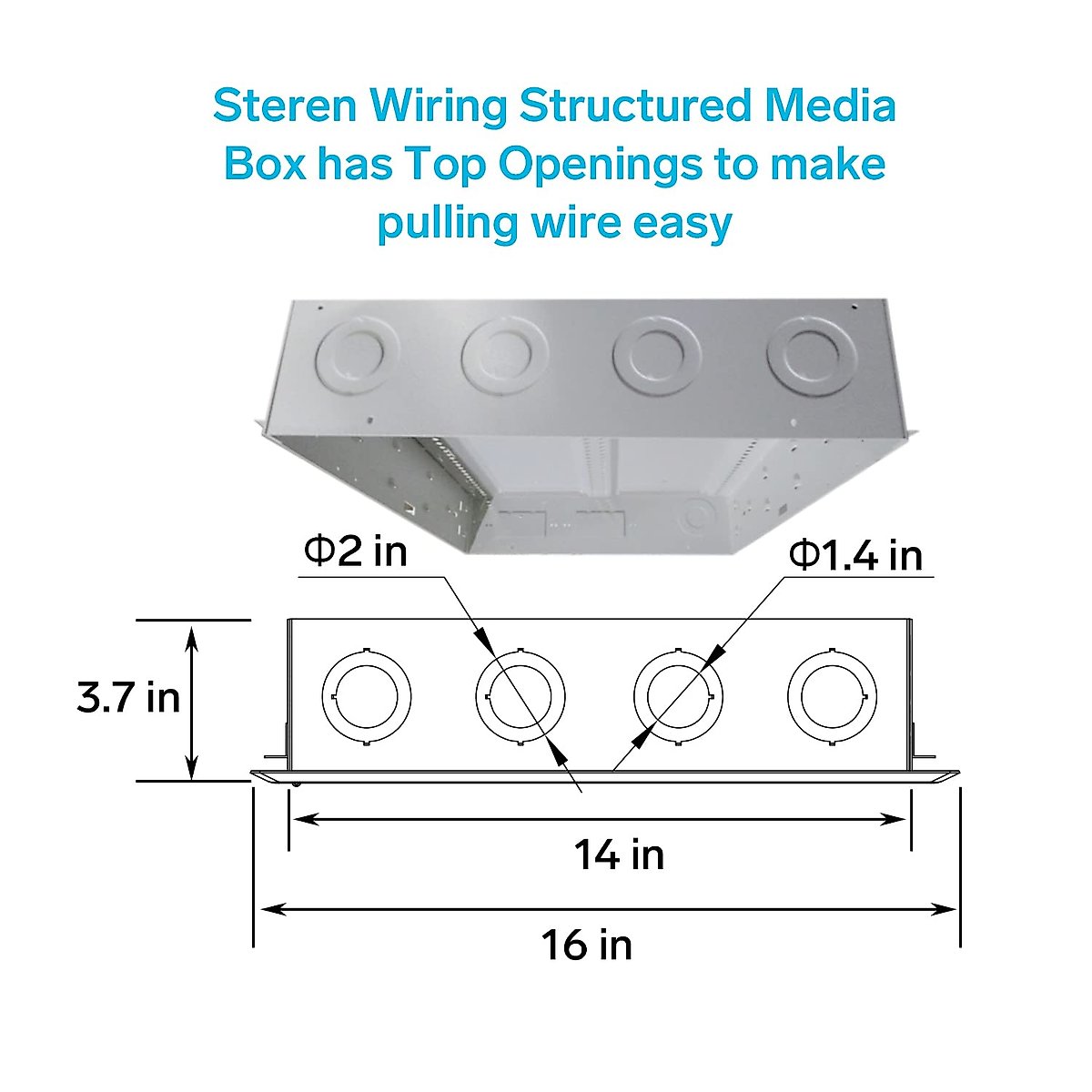 Structured Media Enclosure Accessories - Structured Wiring Cabinet - Structured Wiring Enclosure - Structured Media Cabinet - Structured Media Center - Fasthome Surface Mount Enclosure - STEREN 19"