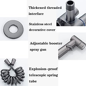1-In-2-Out Dual Control Valve, 1-In-2-Out Washing Machine and Toilet Faucet, Dual Control Valve for Bidet, Bathroom Faucet Double Handle Dual Control with Pull Out Sprayer (1 Set Silver)