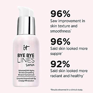 IT Cosmetics Bye Bye Lines Serum - Advanced Anti-Aging Concentrate - Restores Moisture & Vitality, Erases the Look of Fine Lines & Wrinkles - With Hyaluronic Acid & Hydrolyzed Collagen - 1.0 fl oz