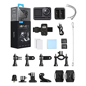 AKASO Brave 8 4K60FPS Action Camera, 48MP Photo Touch Screen Waterproof Super Wide Angle 16x Slo-mo SuperSmooth Stabilization Underwater Camera with Remote Control Helmet Accessories