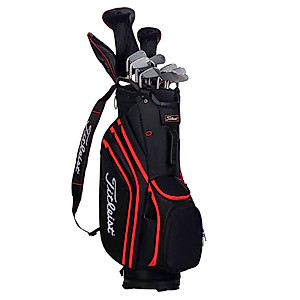 Titleist Cart 14 Lightweight Golf Bag, Black/Black/Red