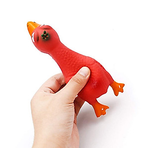 SICOPEE 3PCS Dog Squeaky Toys, Dog Small Screaming Chicken Toys, 6.6" Long Soft Rubber Chew Molar Dog Toys for Puppy Small Medium Dogs